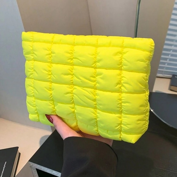 Bags | New Yellow Quilted Puffer Makeup Bag | Poshmark
